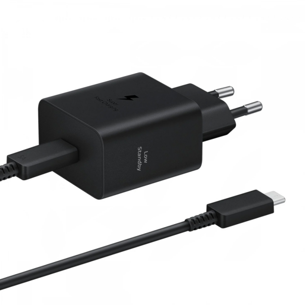 Kućni punjač PD Fast charger 45W redizajn za Samsung sa PD Type C kablom CE crni