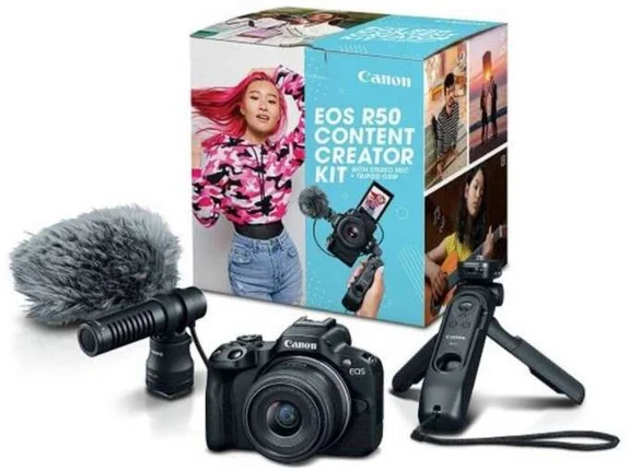 Canon Digitalni fotoaparat + Objektiv EOS R50 + 18-45mm Content creator kit