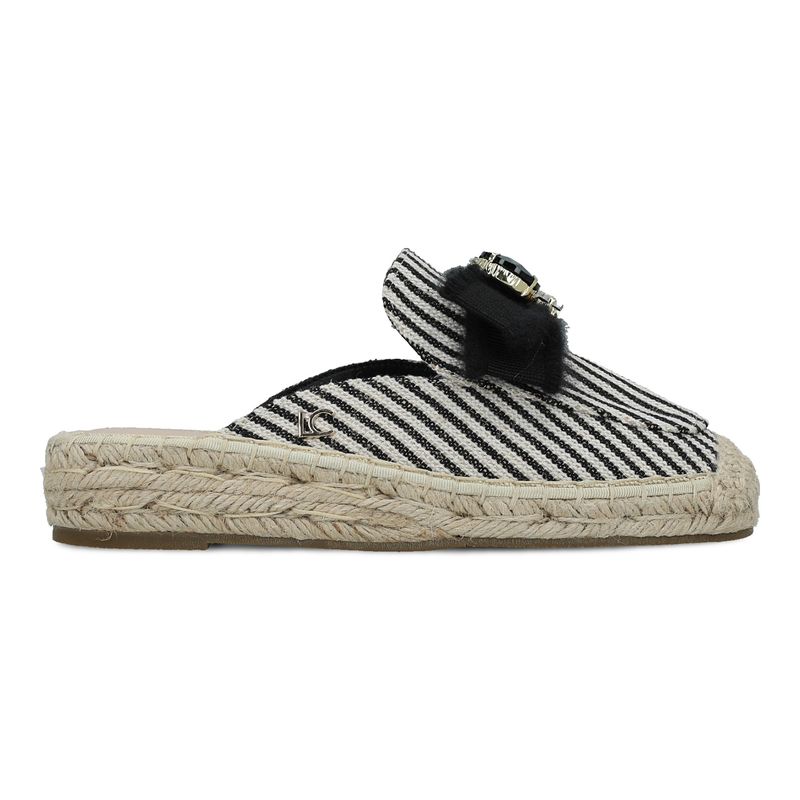 Ženske špagerice Lola Flat striped canvas sandals with raffia-effect sole and bow detail