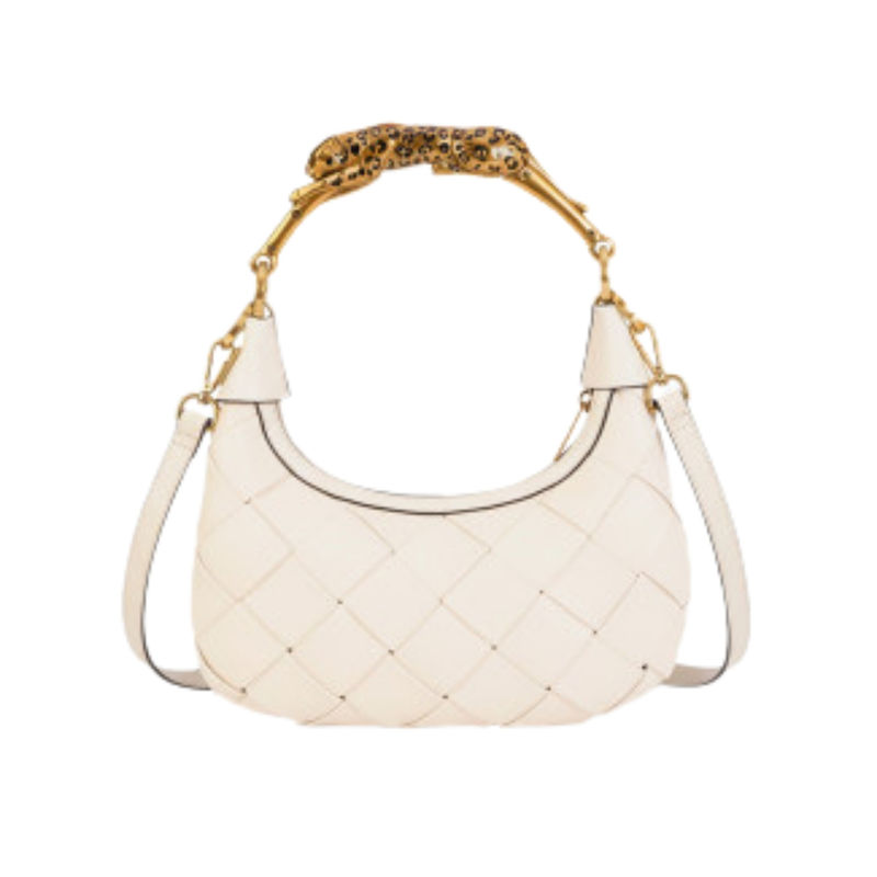 Ženska torba Lola Braided half-moon bag with leopard strap