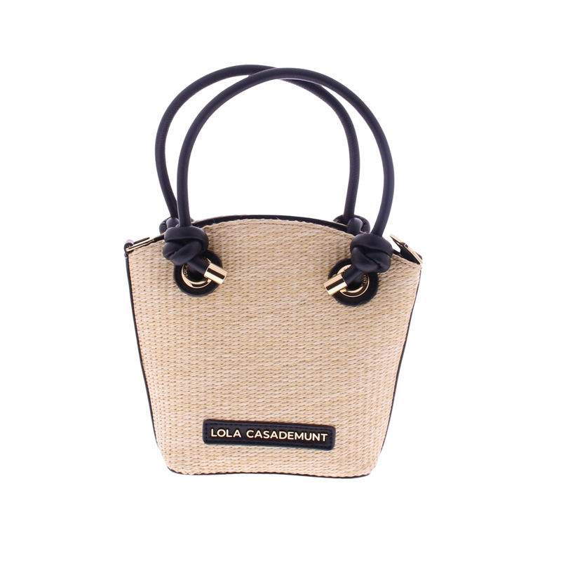 Ženska torba Lola Contrast raffia-effect and faux leather bag
