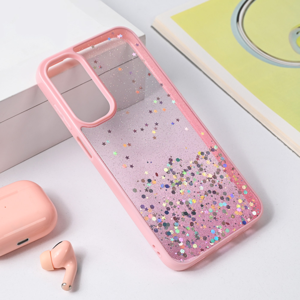 Maska za Samsung Galaxy A25 Frame Glitter roze