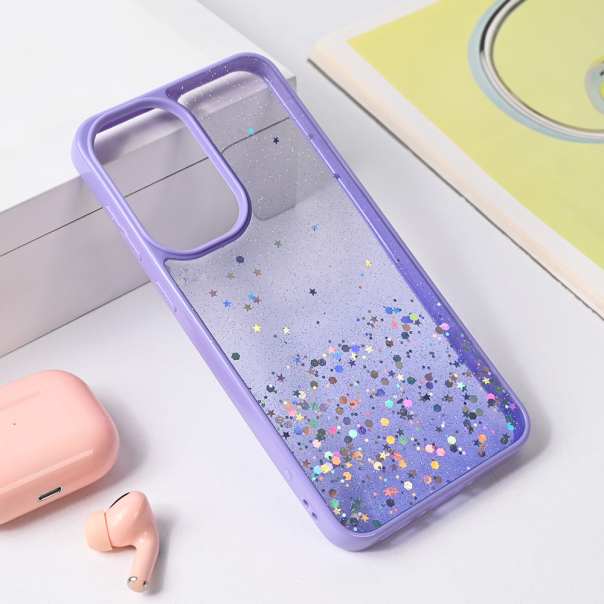 Maska za Samsung Galaxy A36 5G Frame Glitter ljubičasta