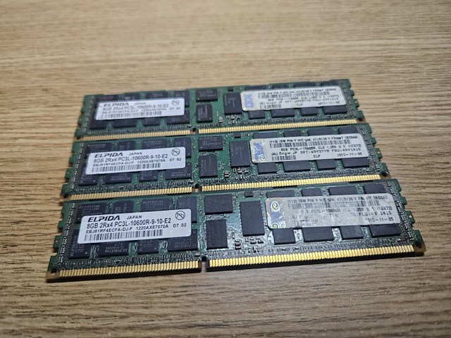 Elpida DDR3 RAM ECC Memorija 8GB PC3-10600R EBJ81RF4ECF