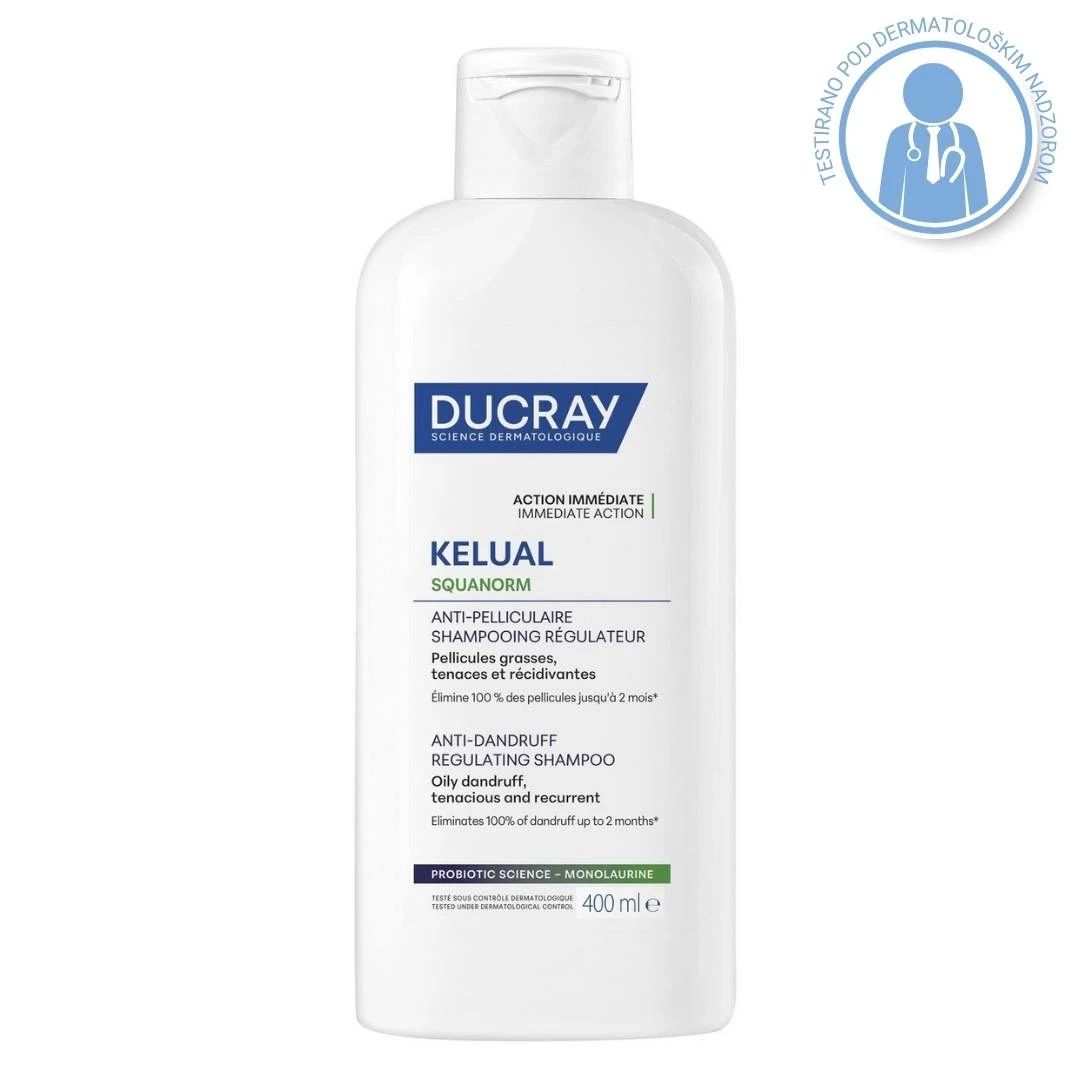 DUCRAY KELUAL SQUANORM Šampon Protiv Masne Peruti Anti-Dandruff Regulating Treatment Shampoo Oily Dandruff 400 mL