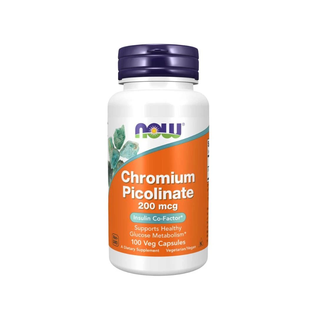 NOW® Hrom Pikolinat 200 mcg 100 Veganskih Kapsula