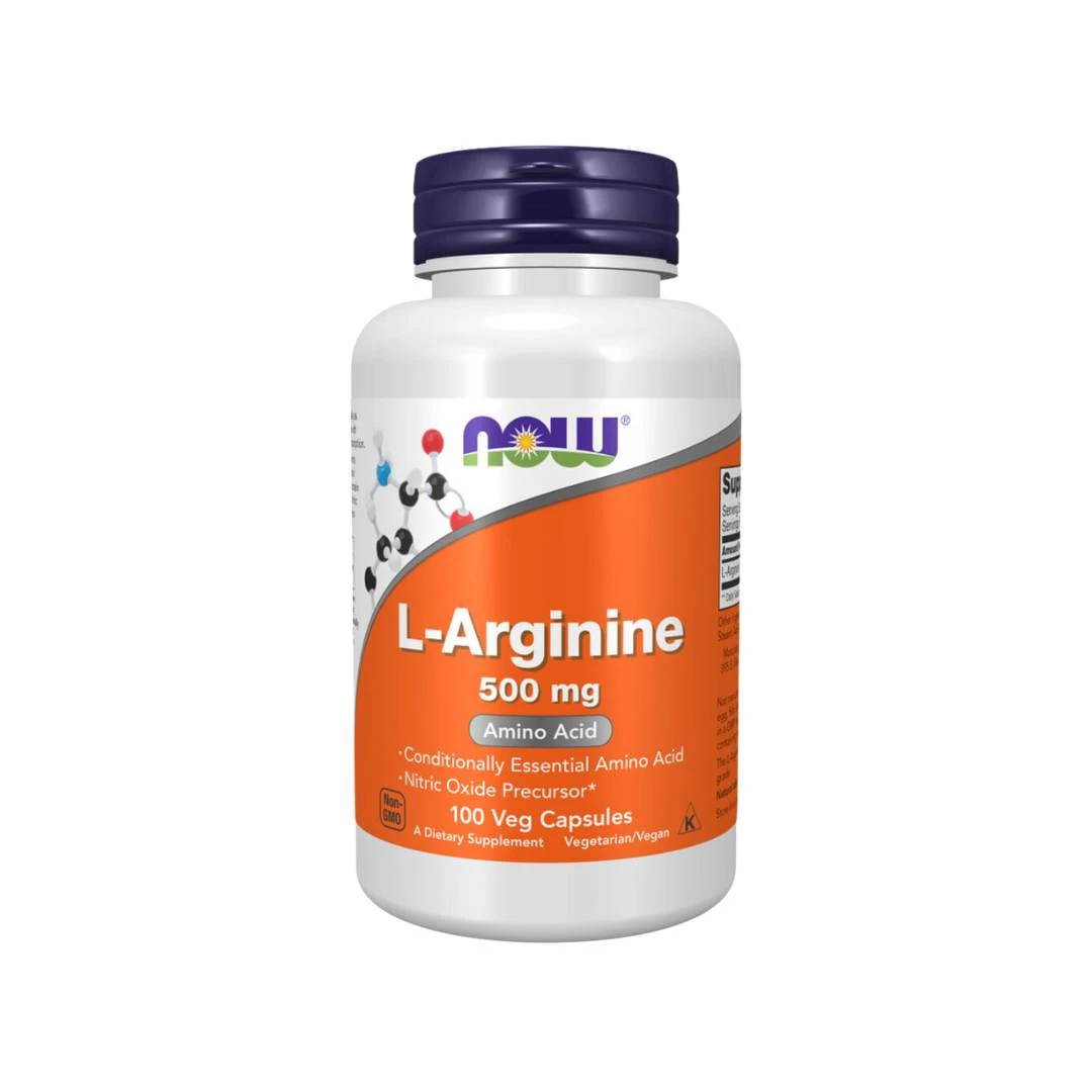 NOW® L-Arginine 500 mg 100 Veganskih Kapsula