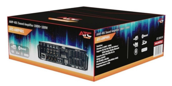 Audio pojacalo ATC AMP-401 2x100W, USB/SD/FM/MIC/EQ/Balance/ECHO/Deplay/Display/Bluetooth, 4-16 oma