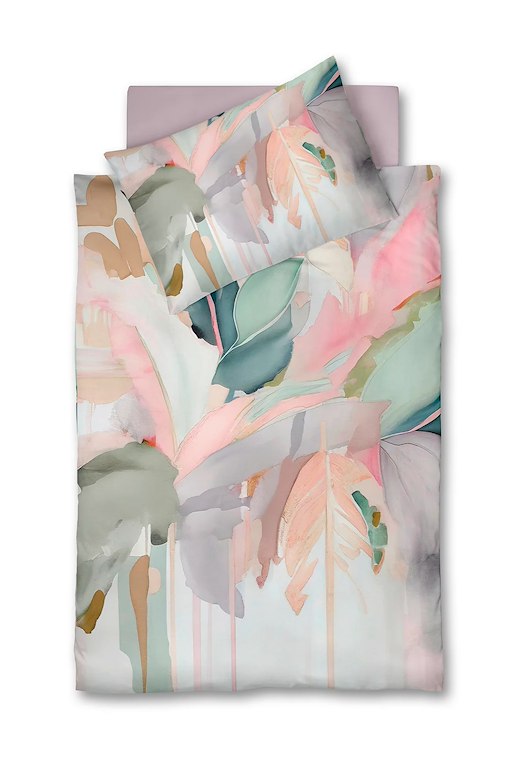 Fleuresse POSTELJINA BED ART S 200/200 cm makosaten bela, staroružičasta, svetlosiva, svetloružičasta, žalfijazelena