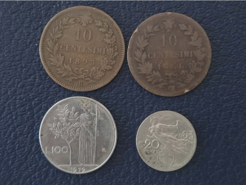 Stare Italijanske kovanice- 10 i 20 Centesimi, 100 Lira