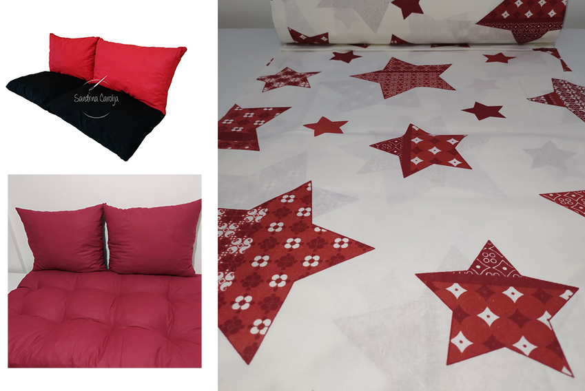 Jastuci za garniture od paleta - 130 x 50 x 50 cm - Red Stars
