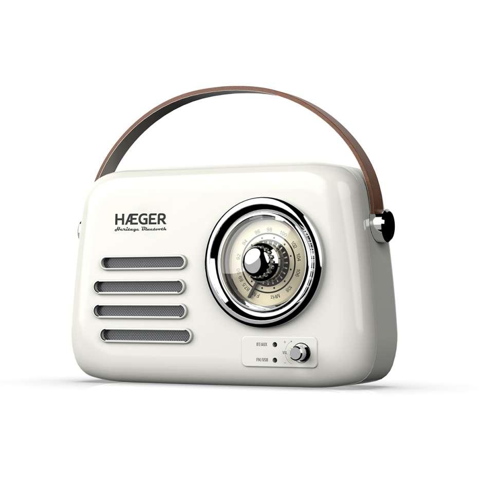 Haeger Heritage Retro FM Radio sa punjivom baterijom Bluetooth USB AUX Bež