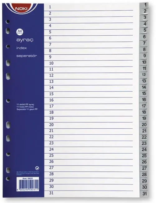 PP pregradni registri, 1-31 Noki