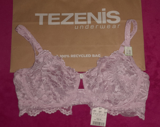 Tezenis lila bralette cvrsta cipka 80D NOVO!%