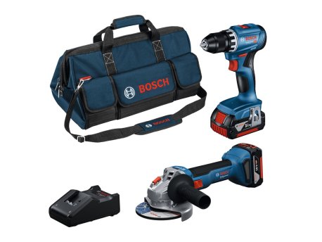 BOSCH plavi alat Set alata 18V GSR+GWS+2x4.0Ah+GAL+Mtorba