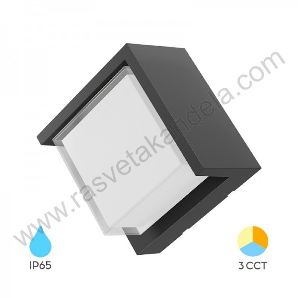 Baštenska zidna LED lampa 15W 3000/4000/6500K tamno siva BRY-WALLS-G1