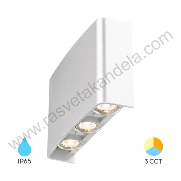 Baštenska zidna LED lampa 6W 3000/4000/6500K bela BRY-VECTOR