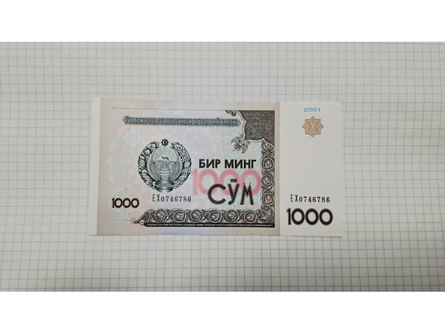 UZBEKISTAN 1000 SYM 2001 GODINA