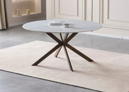 Trpezarijski sto Madley Bela ploča/Braon metalne noge 120cm ( 770-930 )