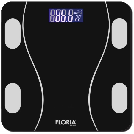 Floria ZLN8962 Pametna vaga za merenje, do 180kg, LED, Bluetooth, crna -