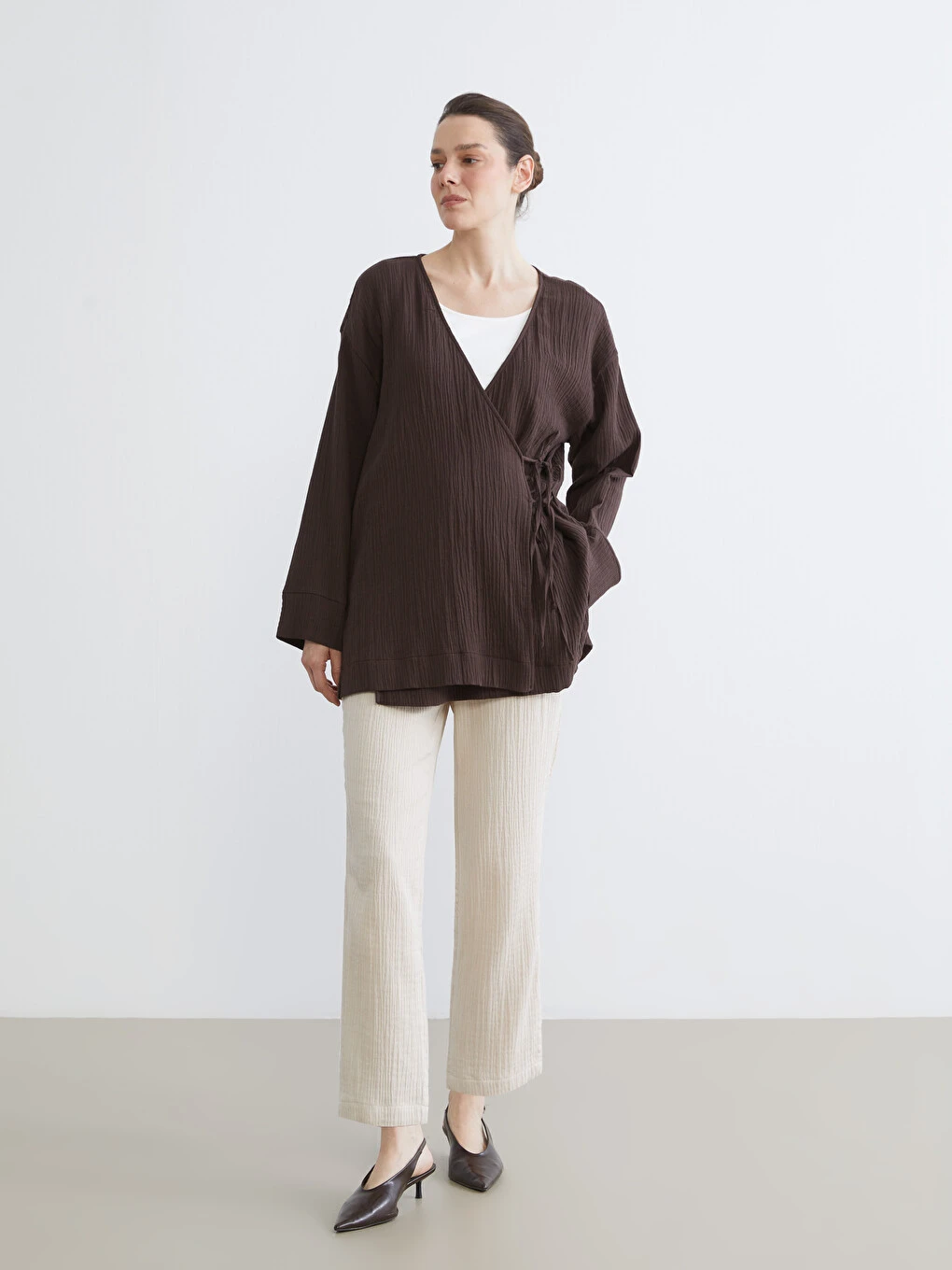 LCW EVERYDAY Teksturirani Ženski Muslin Kimono Sa Obavijenim Okovratnikom