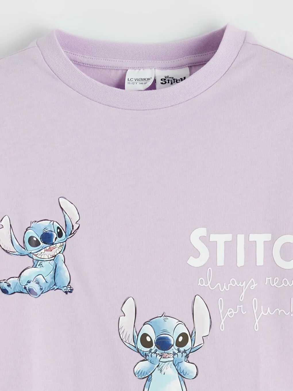 LCW Kids Majica Kratkih Rukava Sa Okruglim Izrezom Sa Stitch Štampom Za Devojčice