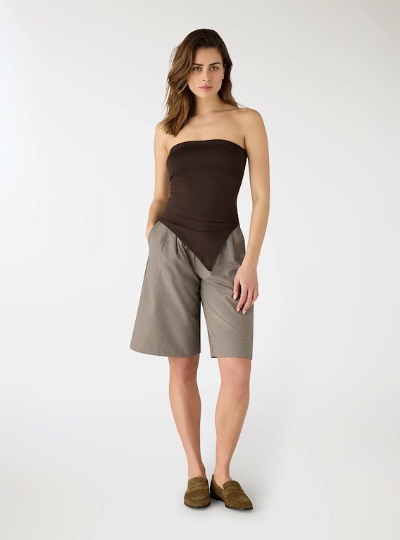 Jorts sa naborima u dezeniranom uzorku - Var bež