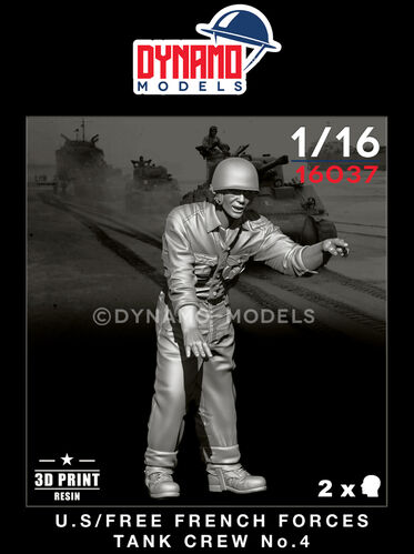 NEW! Dynamo-Models 16037 US / Free French Forces Tank Crew No.4 (1 Figure / 3D-Printed)