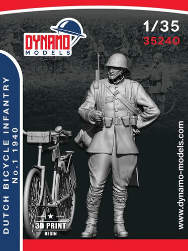 NEW! Dynamo-Models 35240 Dutch Army Bicycle Infantry 1940 with Bicycle (1 Figure / 3D-Printed)