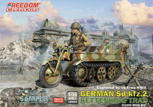 NEW! Freedom Model Kits 16004 German WWII Sd.Kfz.2 Kettenkraftrad - Captured by US Army