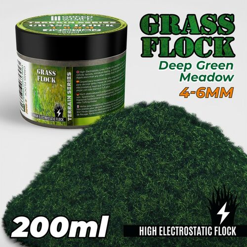 Green Stuff World 11161 Static Grass Flock 4-6mm - DEEP GREEN MEADOW