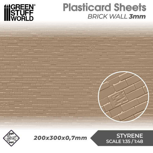 Green Stuff World 5060 Plasticard Sheet - Brick Wall 3mm