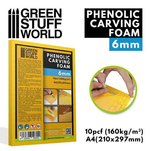 Green Stuff World 3242 Phenolic Carving Foam 6mm - A4 size