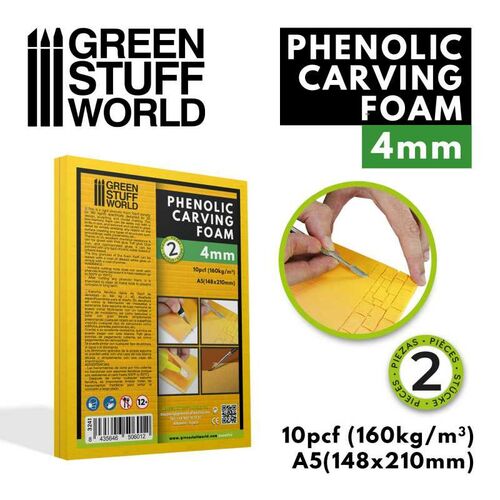 Green Stuff World 3241 Phenolic Carving Foam 4mm - A5 size