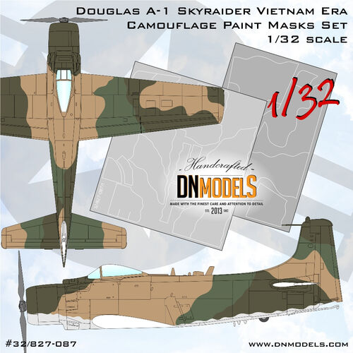 NEW! DN Models 32-827-087 Douglas A-1 Skyraider - Vietnam Era Camouflage Paint Masks Set
