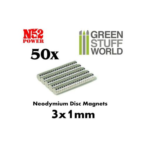 Green Stuff World 9052 Neodymium Magnets 3x1mm - 50 units (N35)
