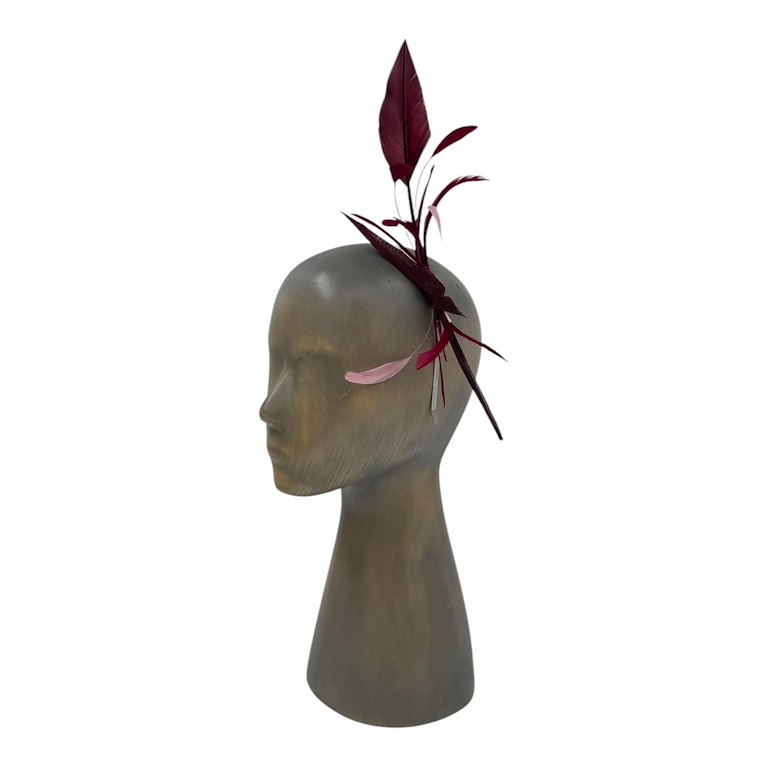BURGUNDY FEATHER FASCINATOR