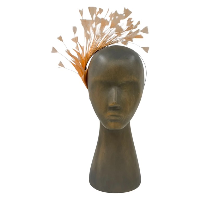 LIGHT ORANGE FEATHER FASCINATOR