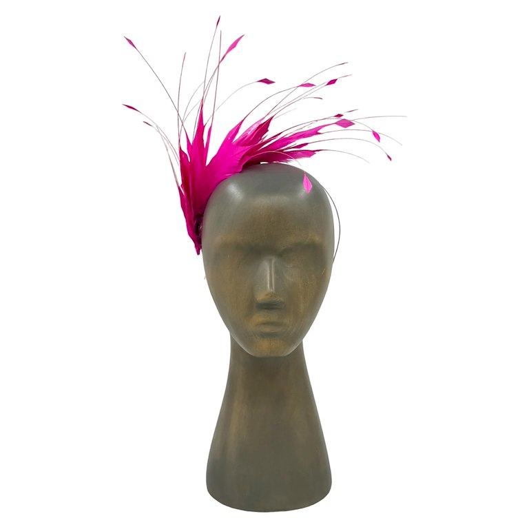PINK FEATHER FASCINATOR
