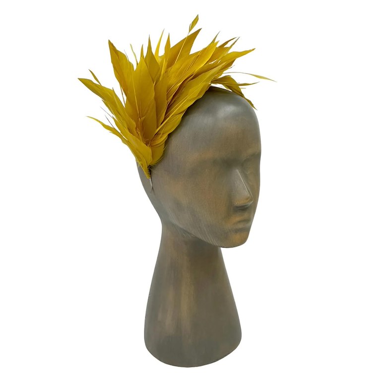 YELLOW FEATHER FASCINATOR