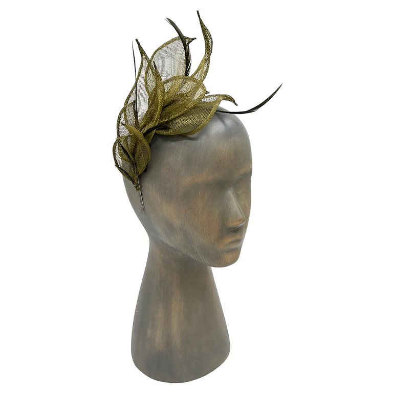 OLIVE GREEN FOLIO FASCINATOR