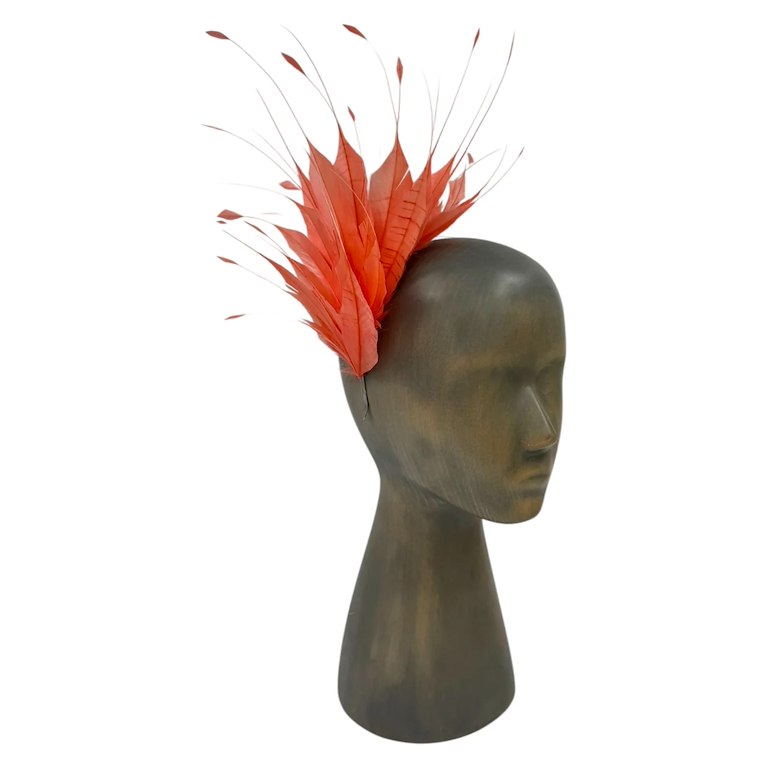 PEACH FEATHER FASCINATOR