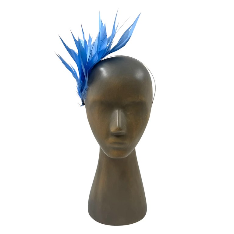 BLUE FEATHER FASCINATOR