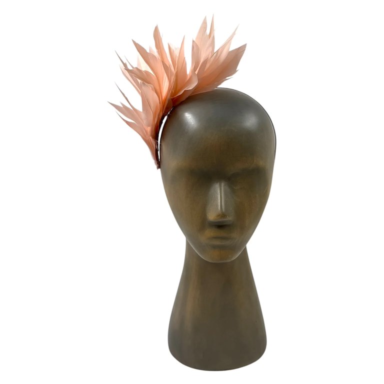 PEACH FEATHER FASCINATOR