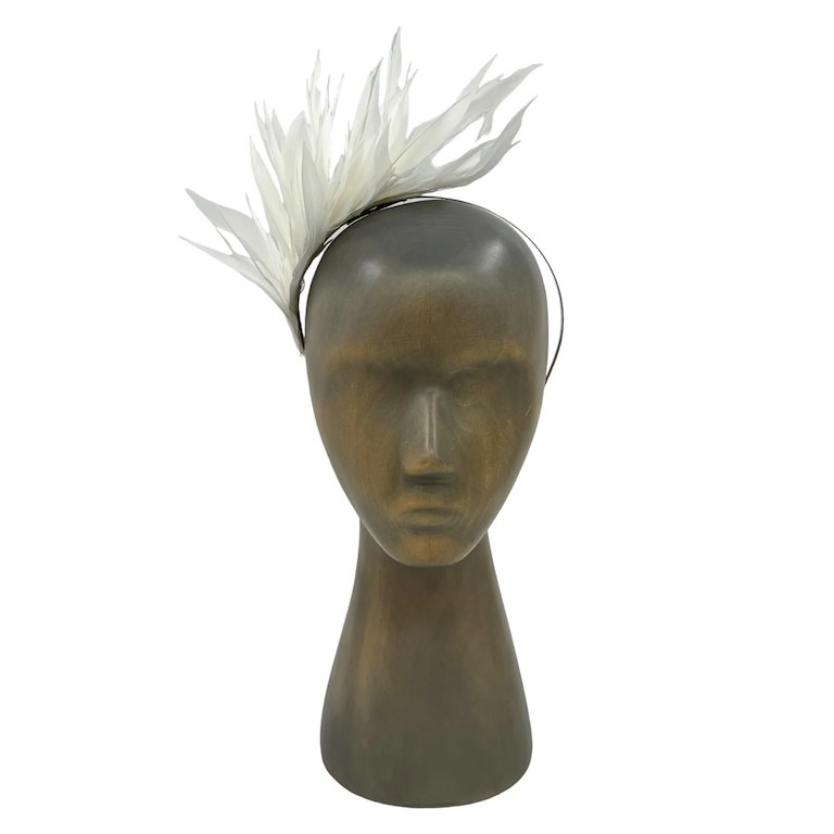WHITE FEATHER FASCINATOR