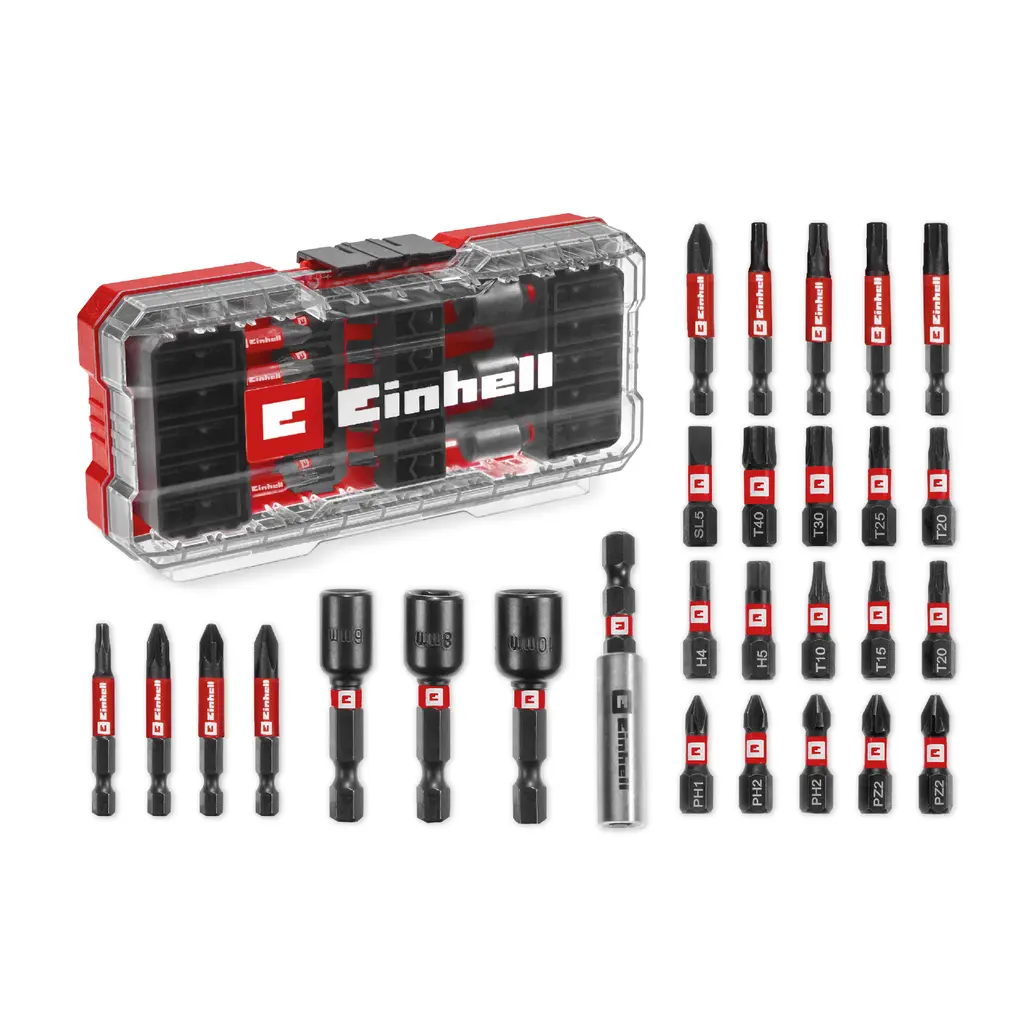 Einhell Set impaktor bitova S-Case, 25-50 mm bit, Ključevi 6-8-10, 28 komada