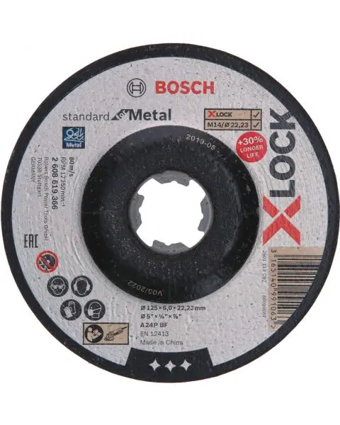 Bosch Brusna ploča za metal X-LOCK Standard izvijena 125 x 6 mm - 2608619366, 10 komada