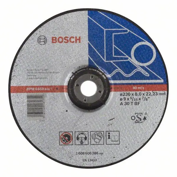 Bosch Brusna ploča ispupčena Expert for Metal Bosch 2608600386, A 30 T BF, 230 mm, 8.0 mm, 10 komada