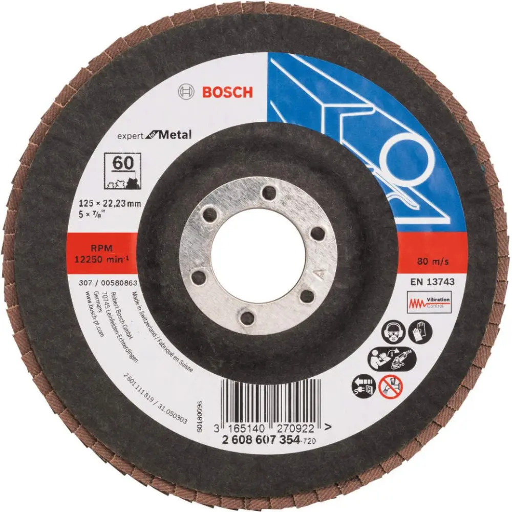 Bosch Lamelni brusni disk Profess for Metal 2608607354, Ravni, ∅125 mm, P60, 10 komada