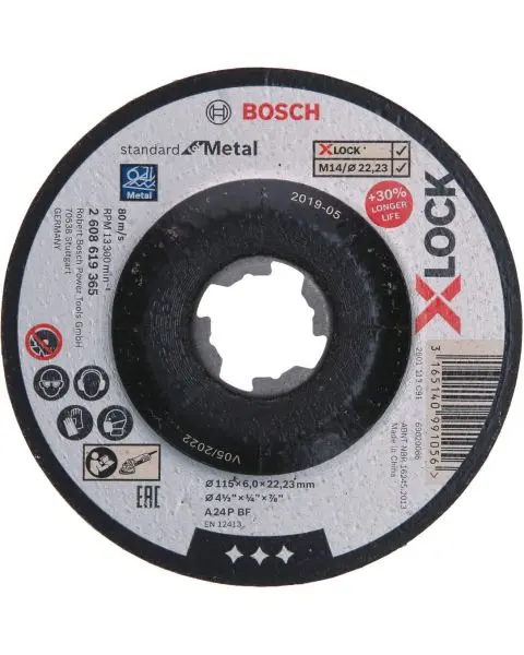 Bosch Brusna ploča za metal X-LOCK Standard izvijena 115 x 6 mm - 2608619365, 10 komada